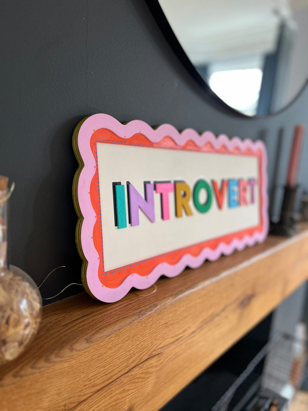 Introvert wall sign-Funky Wall sign-bright coloured sign – BertieandFlo