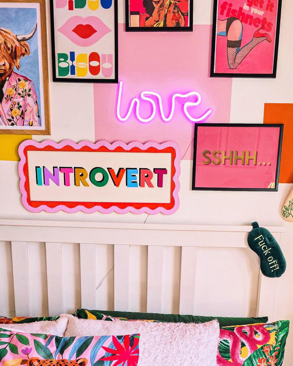 Introvert wall sign-Funky Wall sign-bright coloured sign – BertieandFlo